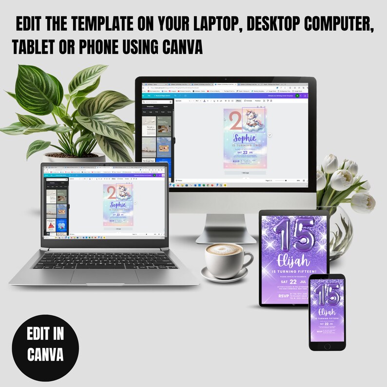 Editable 15th Birthday Invitation, Fifteenth Birthday Invite, Printable ...