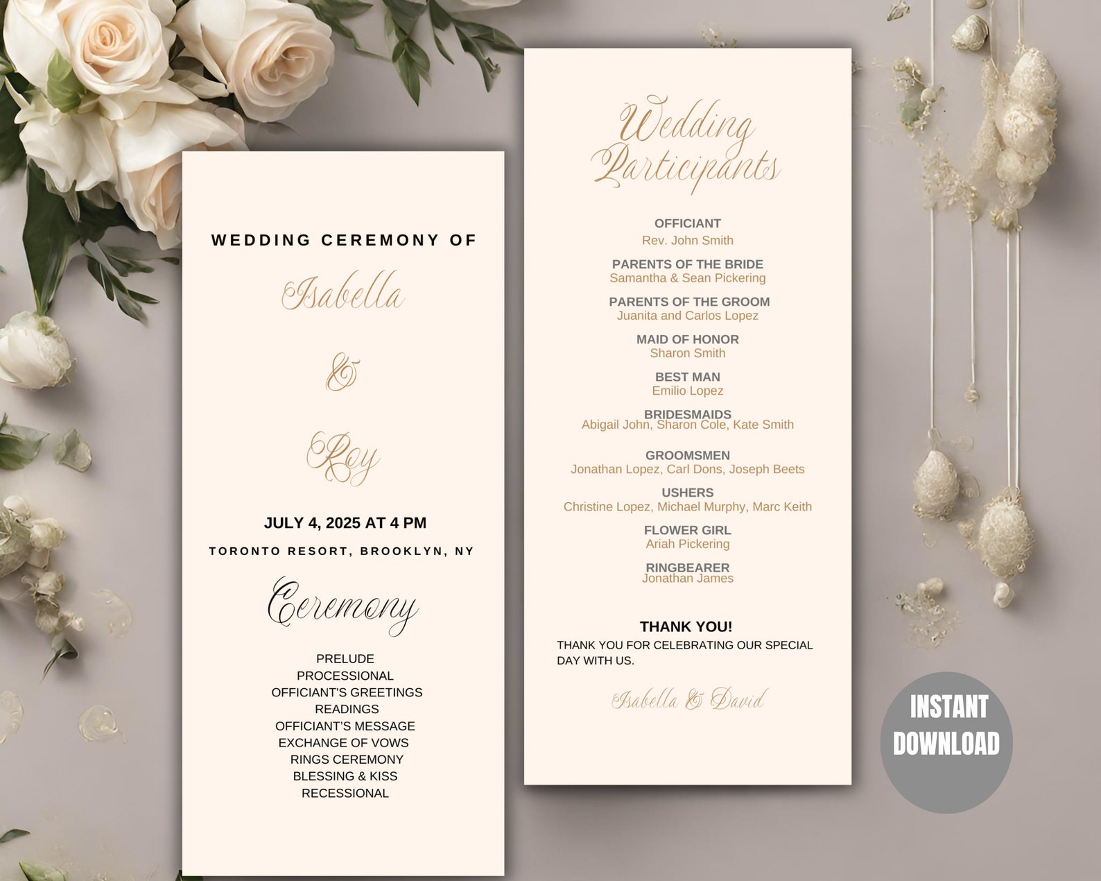 Wedding Ceremony Program Template, Editable Script Wedding Program ...