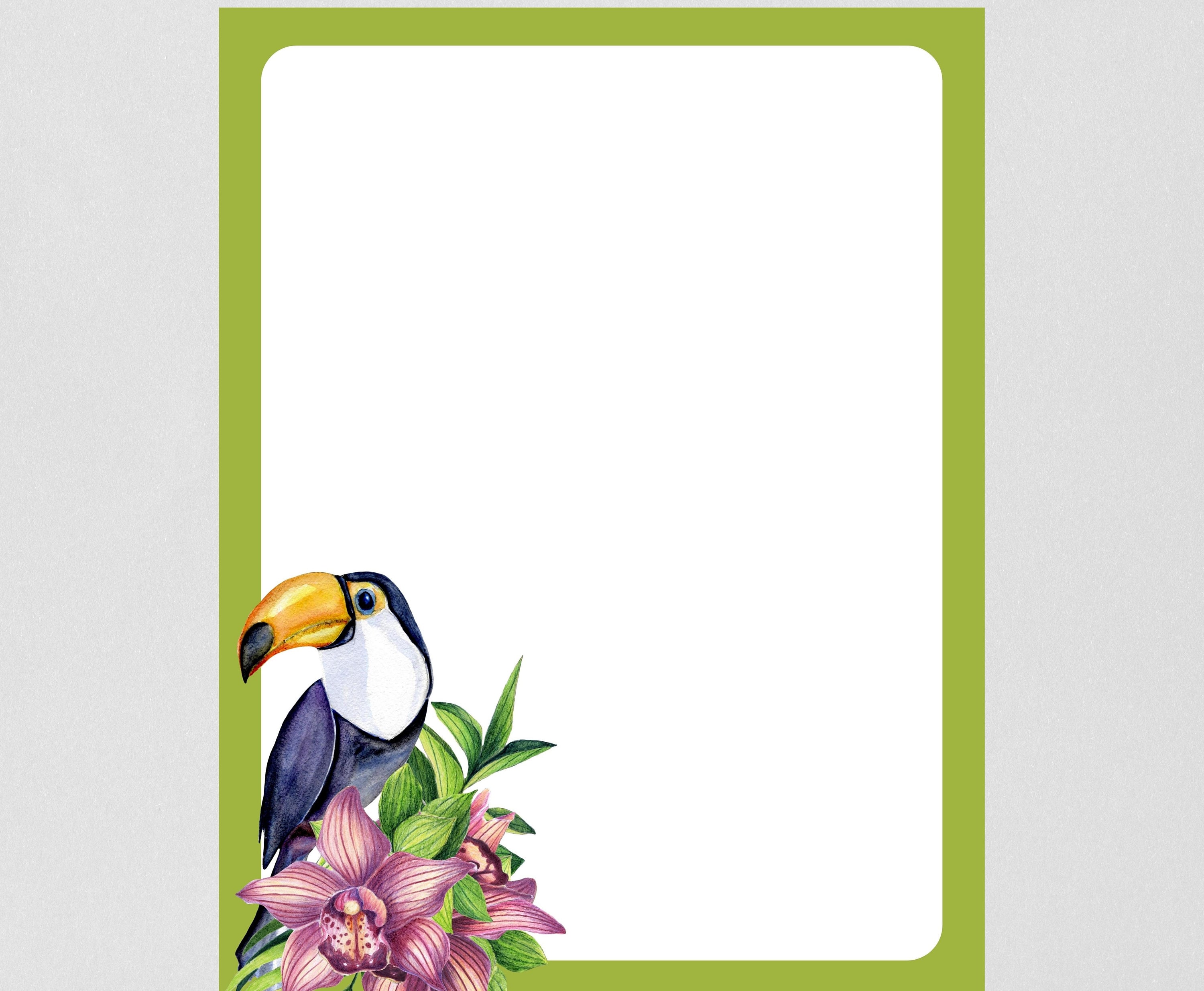 Tropical Bird Floral Printable Writing Paper, Printable Stationery ...