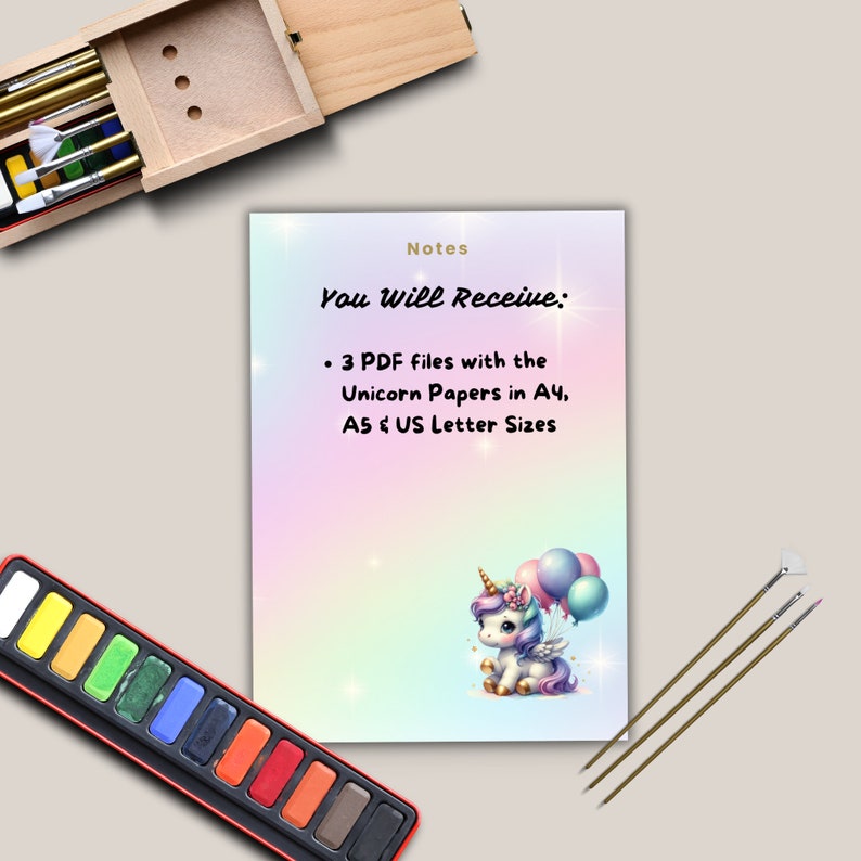 Printable Lined and Blank Unicorn Writing Stationery Set, Instant ...