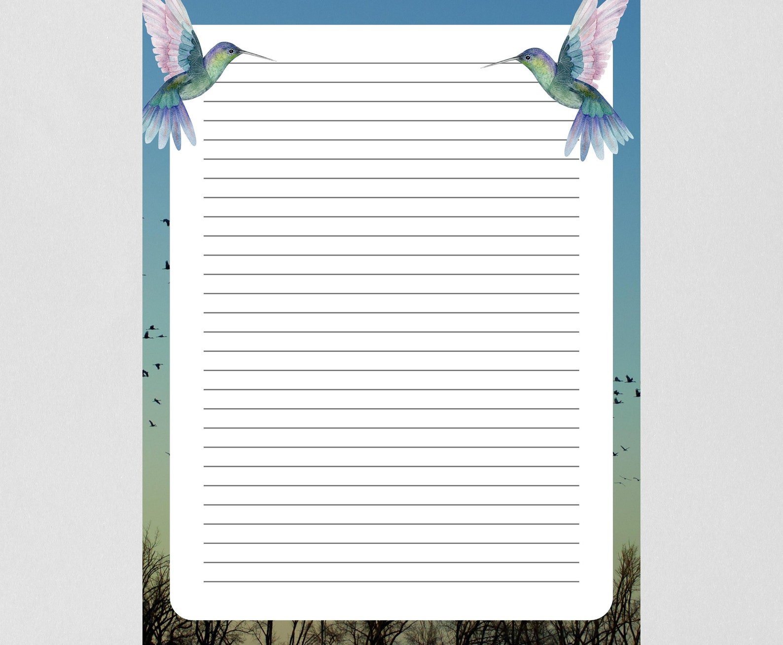Tropical Bird Floral Printable Writing Paper, Printable Stationery ...