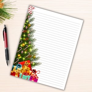 Christmas Writing Paper, Printable Lined and Unlined Christmas Tree ...