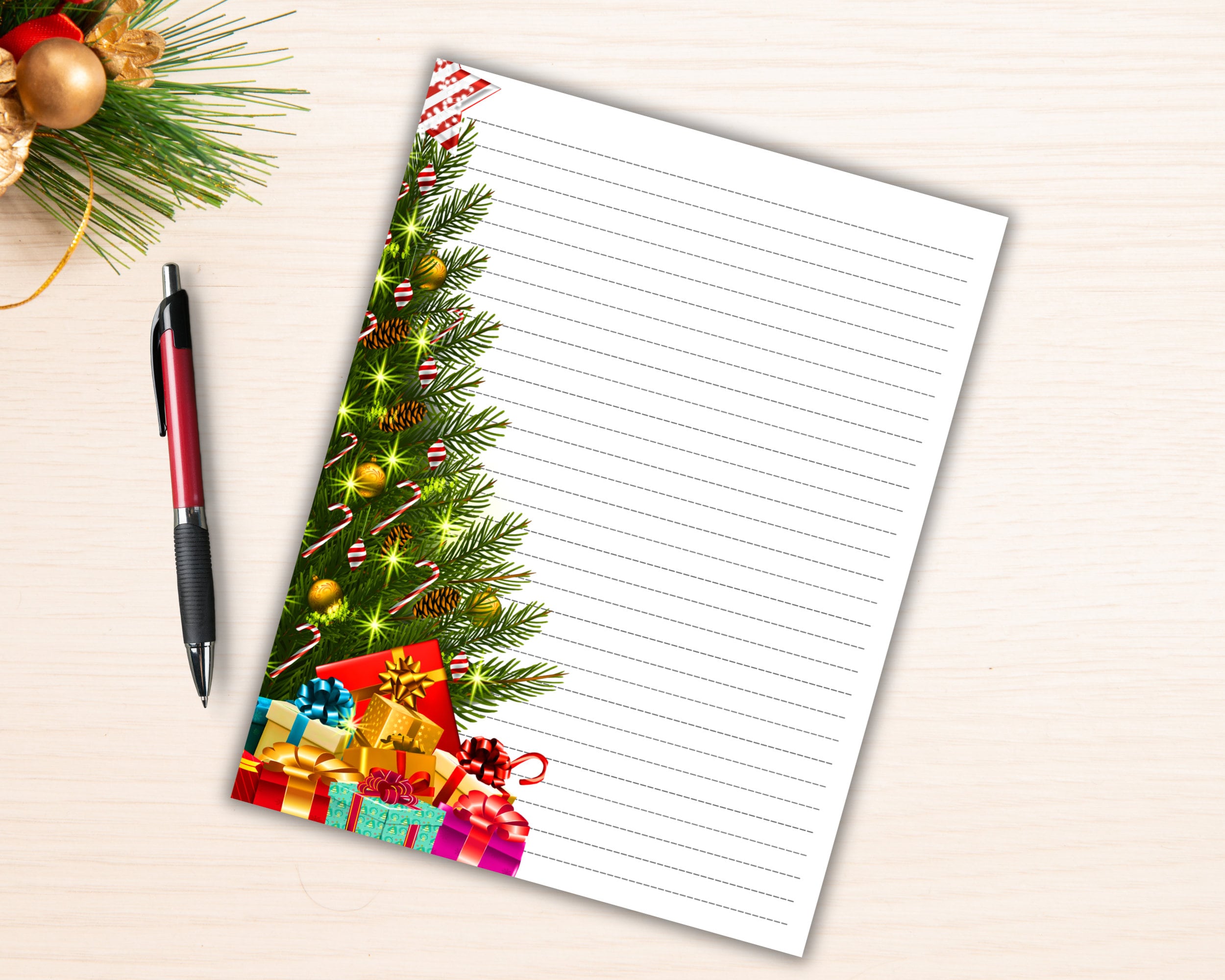 Christmas Writing Paper, Printable Lined and Unlined Christmas Tree ...