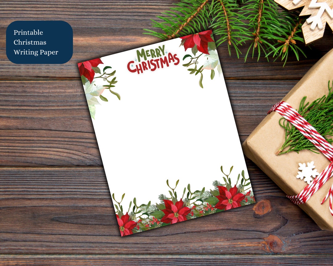 Printable Merry Christmas Writing Paper, 8.5"x11" Unlined Writing ...