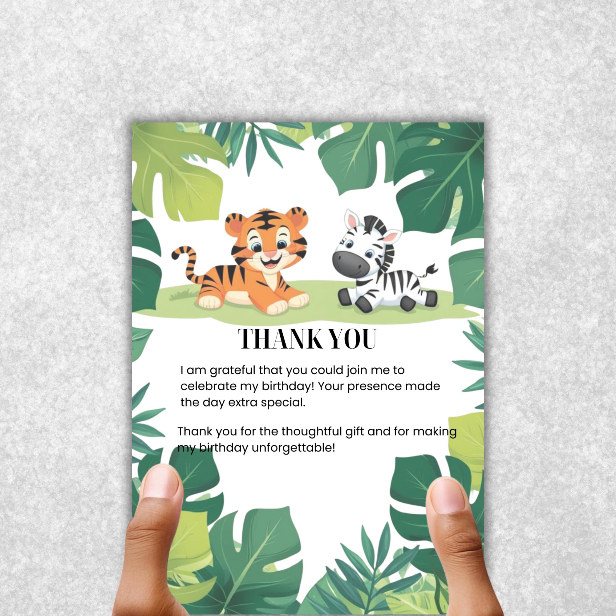 Safari Birthday Thank You Card Template: Jungle Animals (INSTANT ...