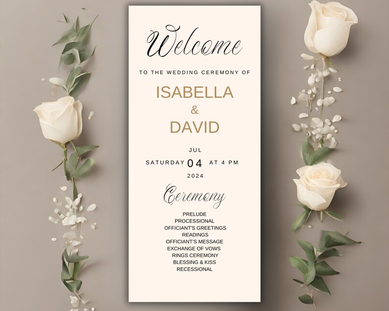Wedding Ceremony Program Template, Editable Script Wedding Program ...