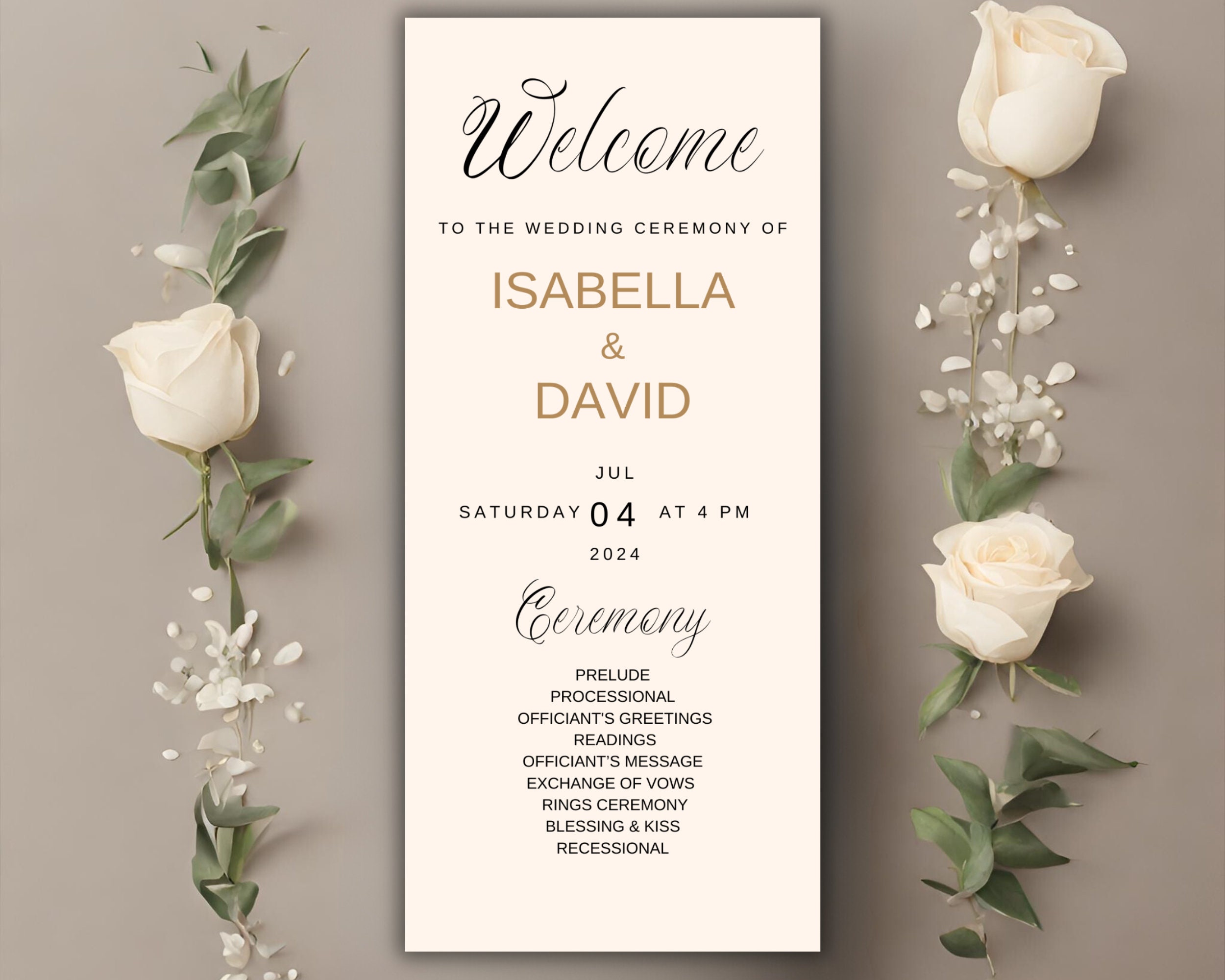 Wedding Ceremony Program Template, Editable Script Wedding Program ...