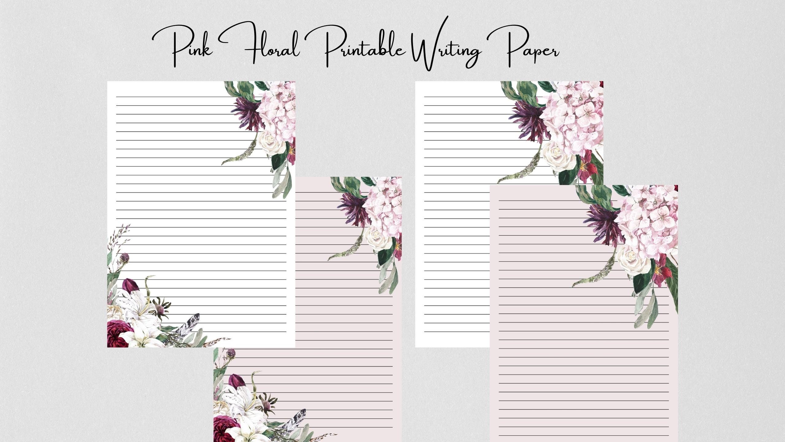 Printable Pink Floral Letter Writing Stationery, Letter Writing Set ...