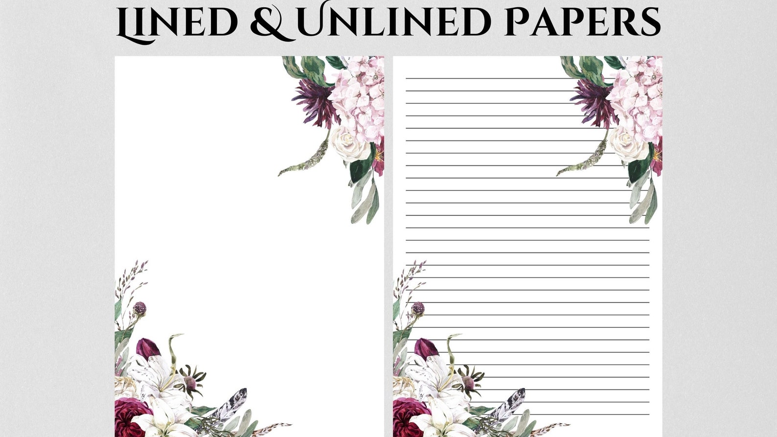 Printable Pink Floral Letter Writing Stationery, Letter Writing Set ...