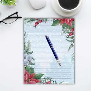 Printable Christmas Writing Paper, Holiday Stationery, Christmas Note ...