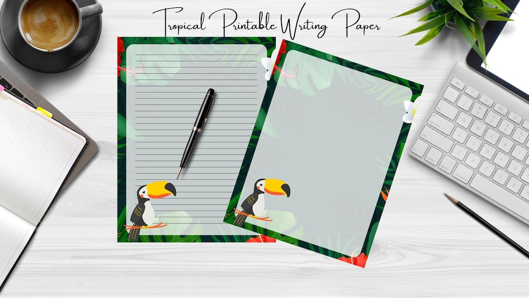 Tropical Stationery: Green Floral Writing Paper (digital Download) - Etsy