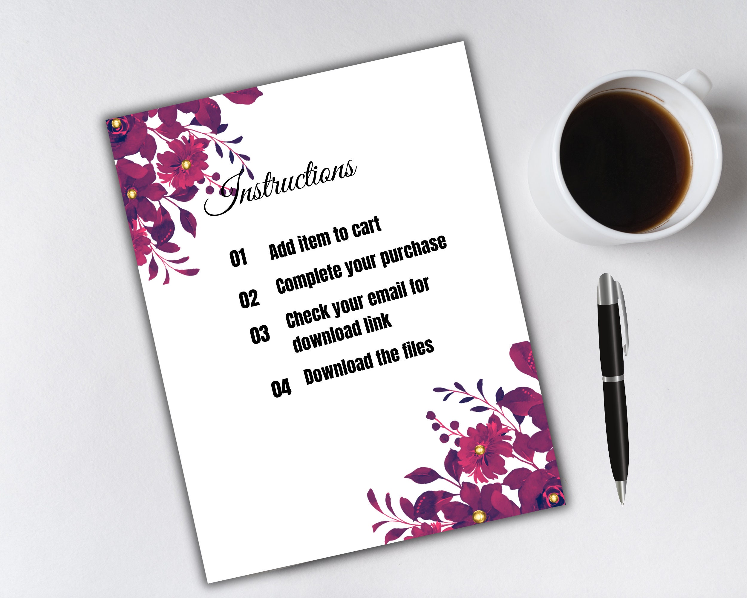 Red Floral Writing Paper Printable Letter Writing Set US - Etsy