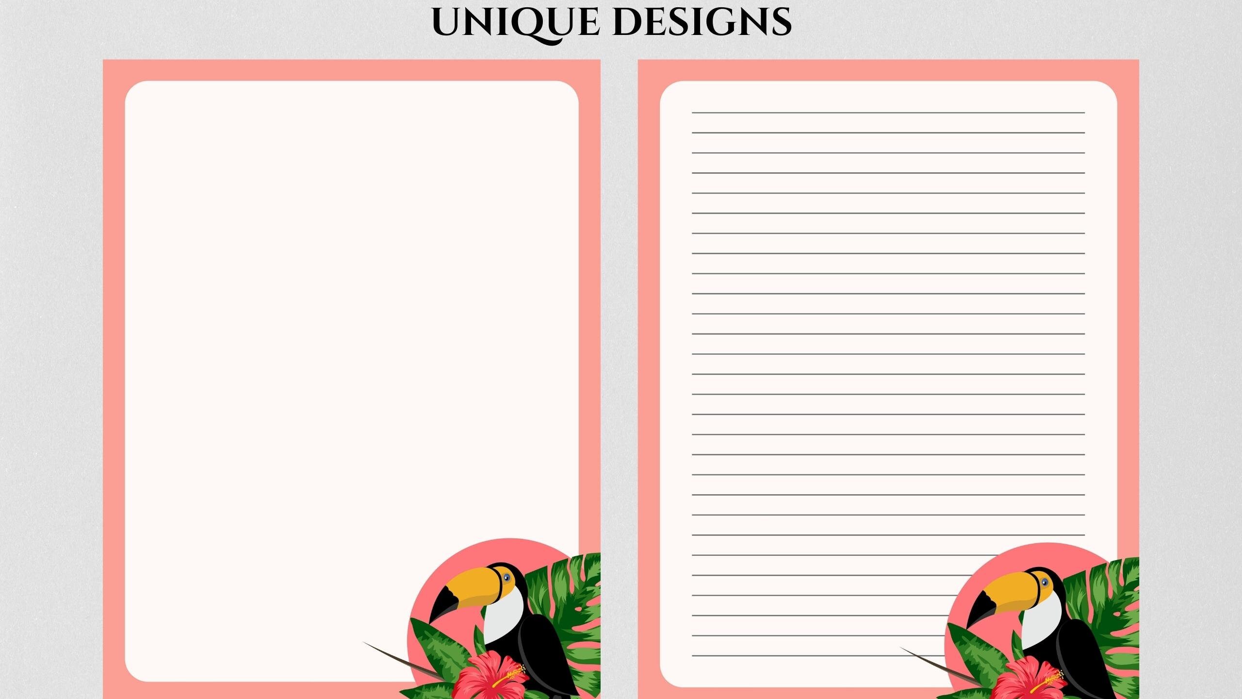 Printable Lined & Blank Tropical Writing Stationery-instant Download ...