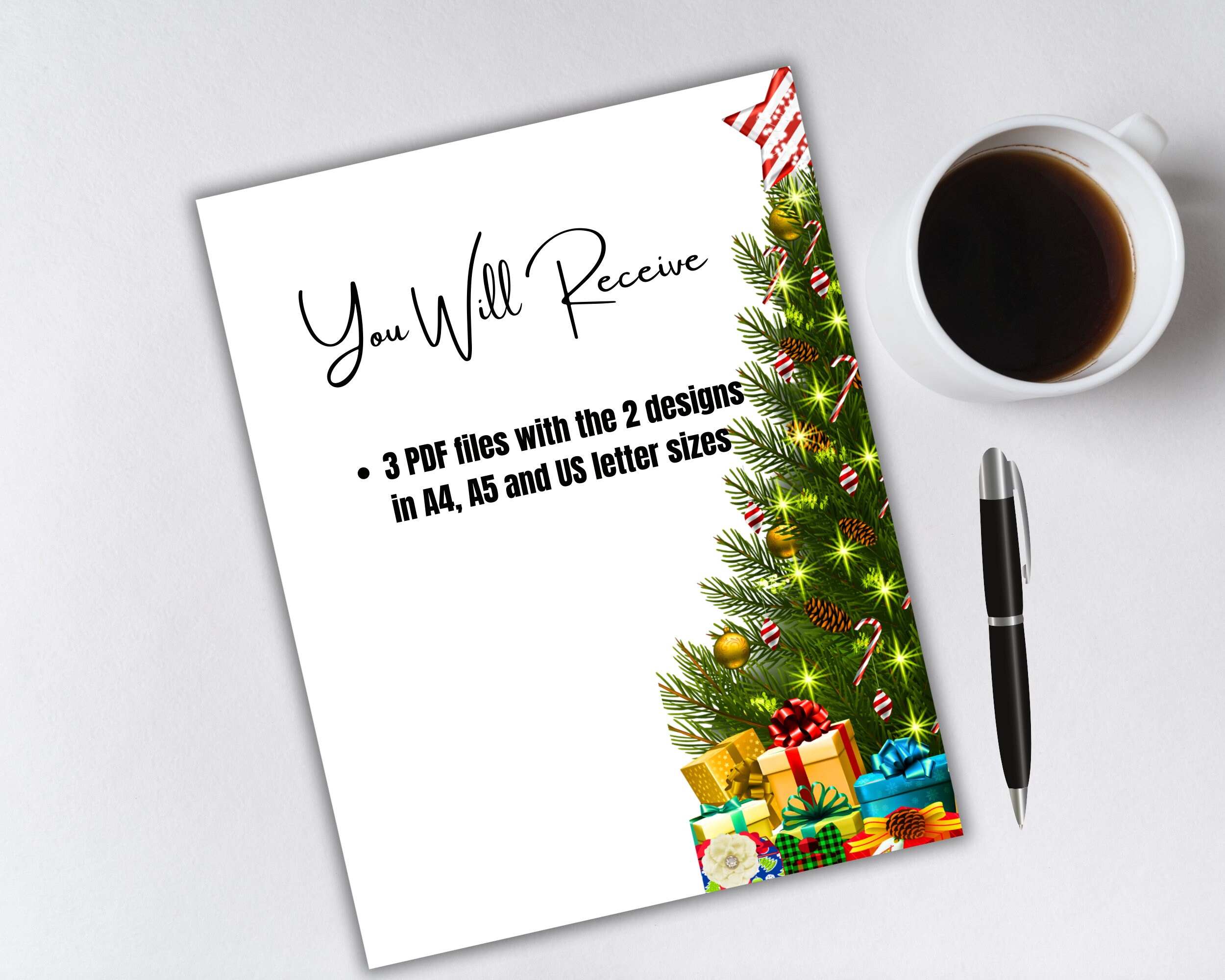 Christmas Writing Paper, Printable Lined and Unlined Christmas Tree ...