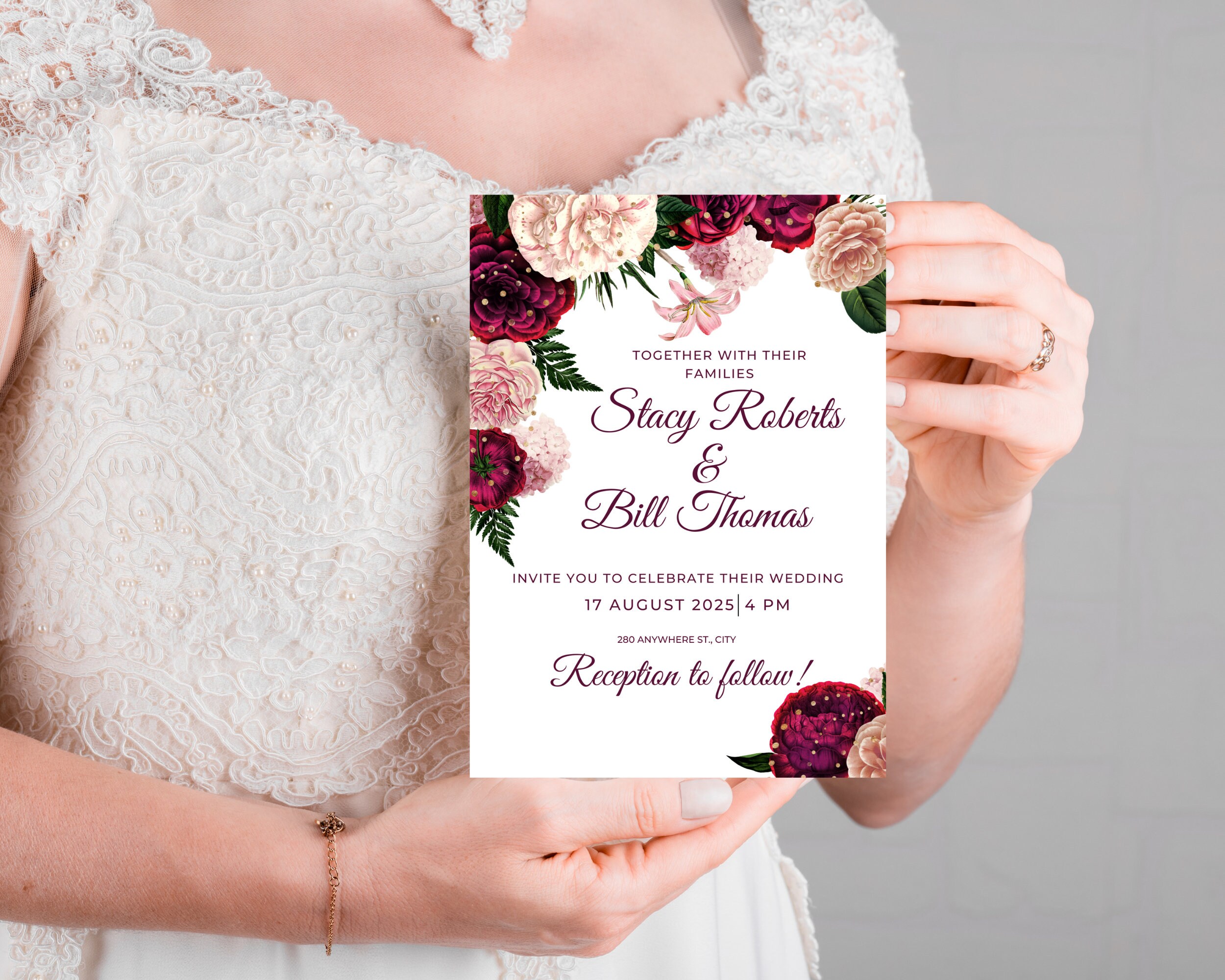 Digital Wedding Invitation Template Set, Digital Download Wedding Evite ...