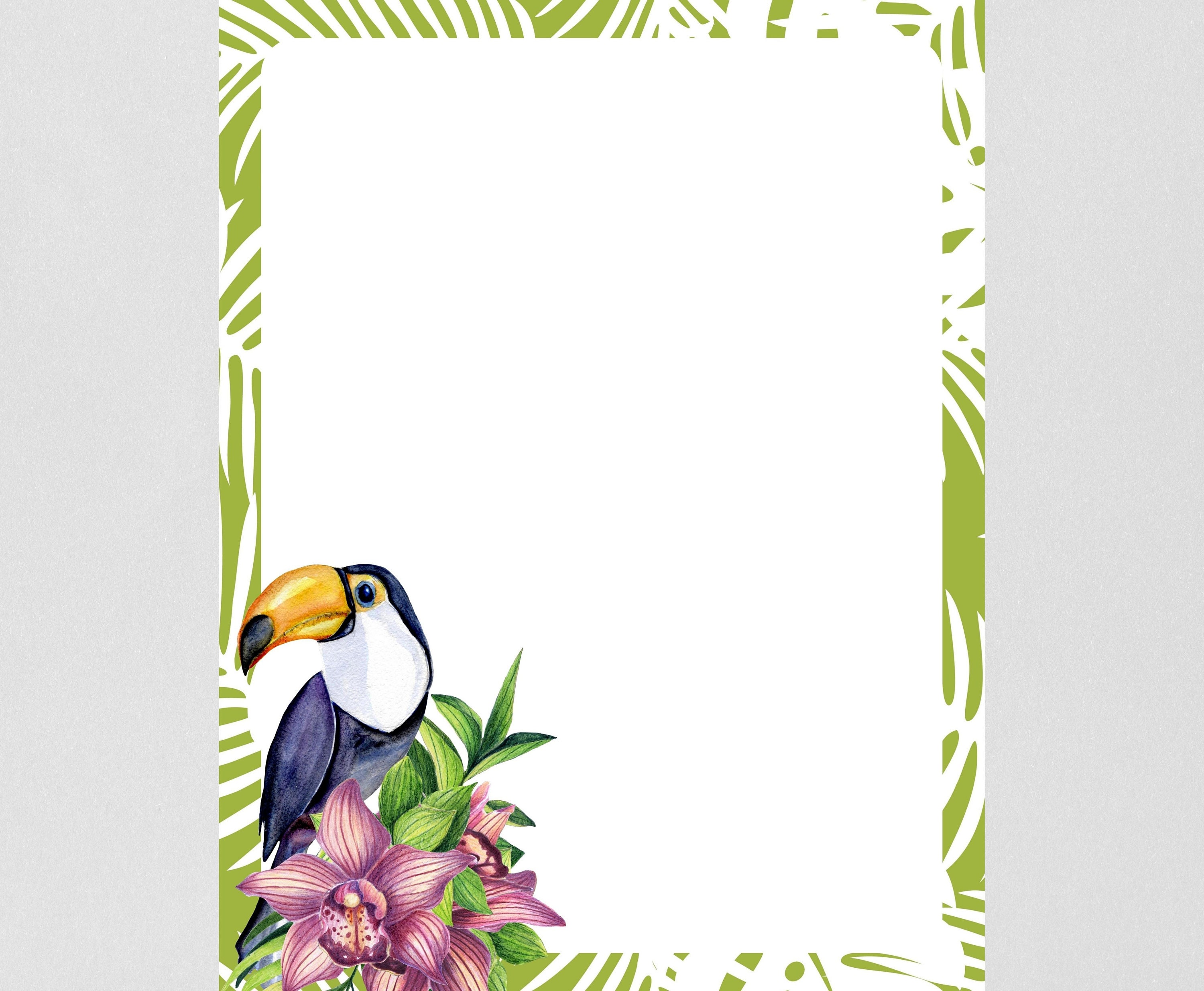 Tropical Bird Floral Printable Writing Paper, Printable Stationery ...