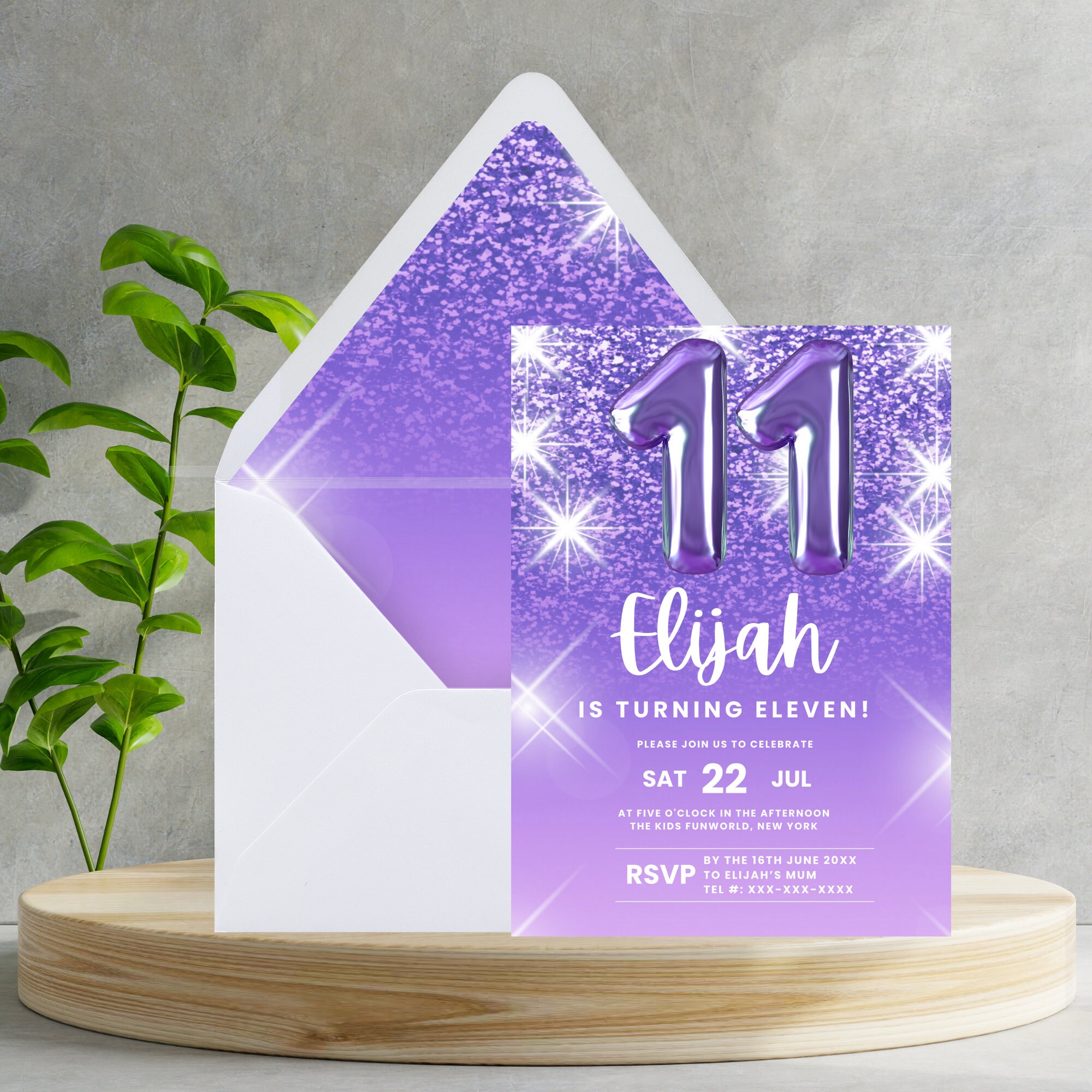 Editable 11th Birthday Invitation, Eleventh Birthday Invite, Printable ...