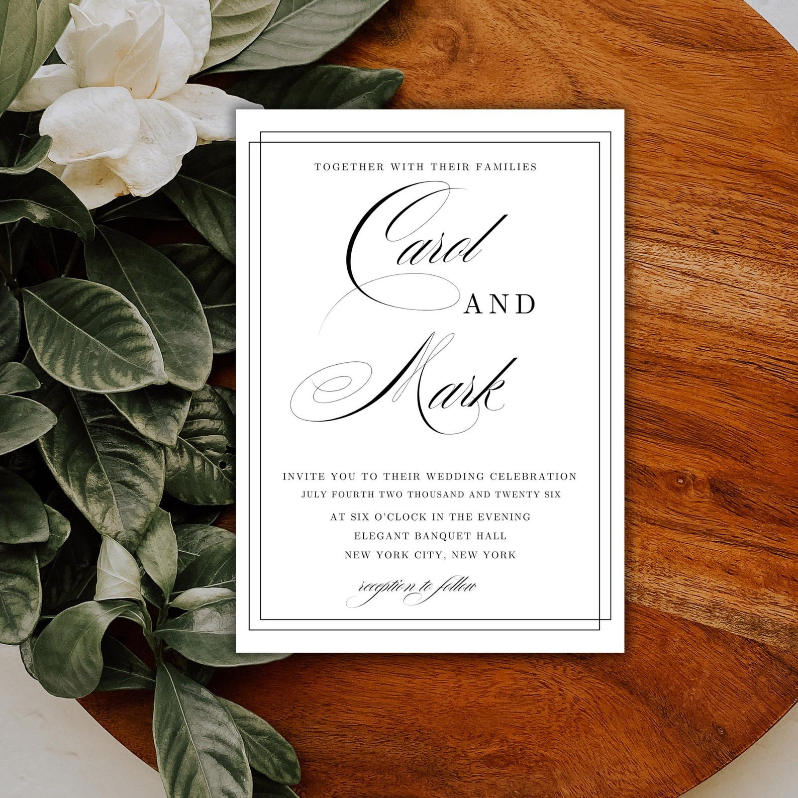 Classic Script Wedding Invitation Template: Minimalist Invite (digital ...