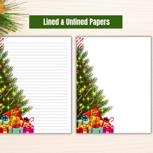 Christmas Writing Paper, Printable Lined and Unlined Christmas Tree ...