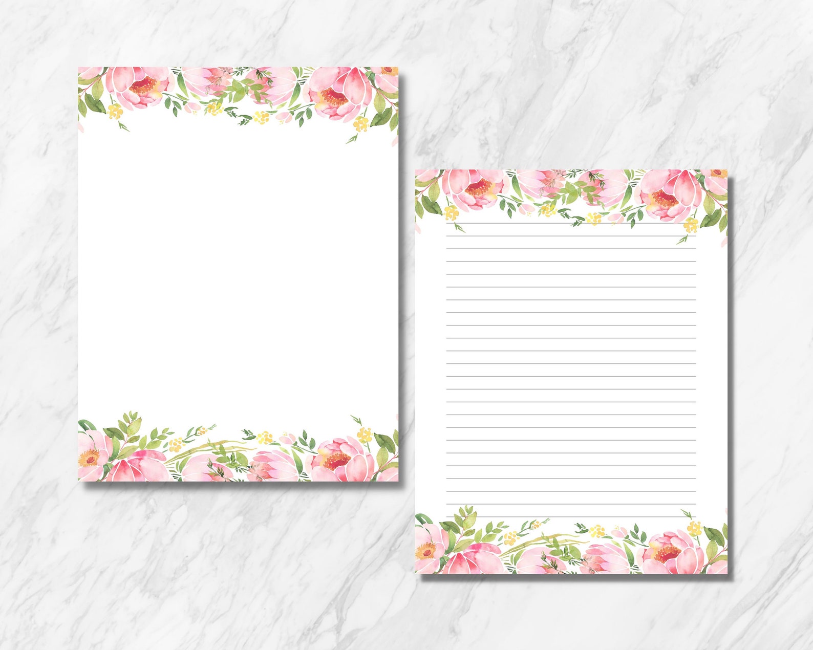 Pink Floral Letter Writing Set-us Letter, Half Letter, A4 & A5 Lined ...