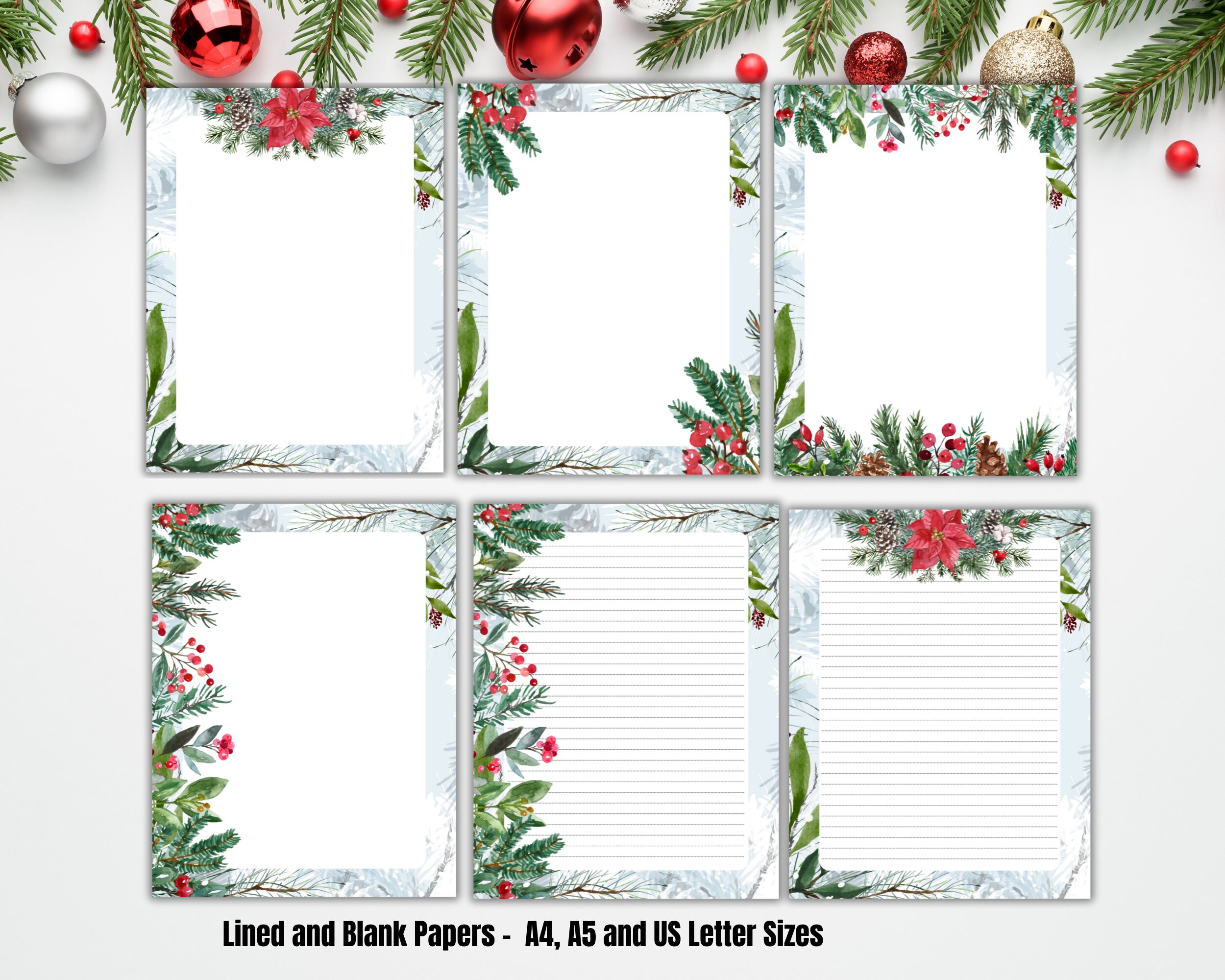 Winter Christmas Writing Paper: Lined & Unlined Stationery (digital ...