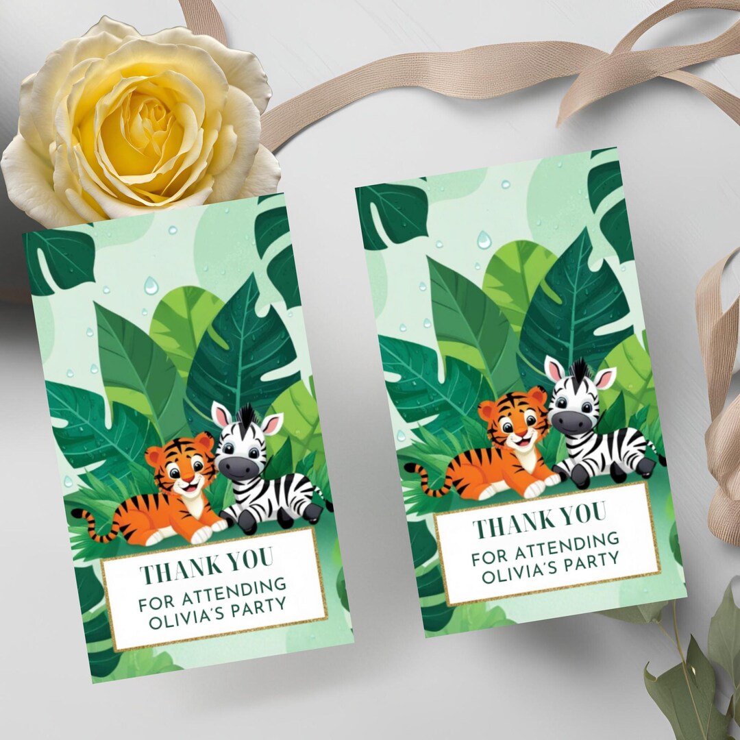 Safari Birthday Thank You Tags: Editable Printable Template (canva) - Etsy