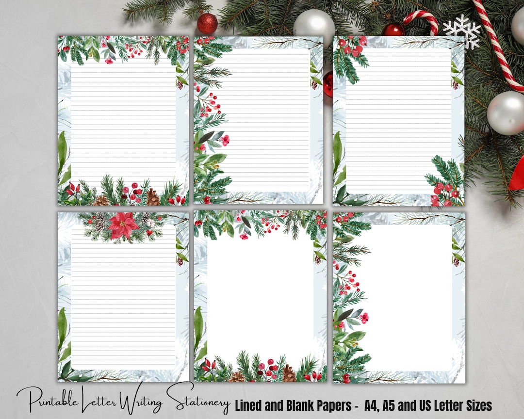 Winter Christmas Writing Paper: Lined & Unlined Stationery (digital ...