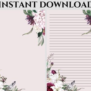 Printable Pink Floral Letter Writing Stationery, Letter Writing Set ...