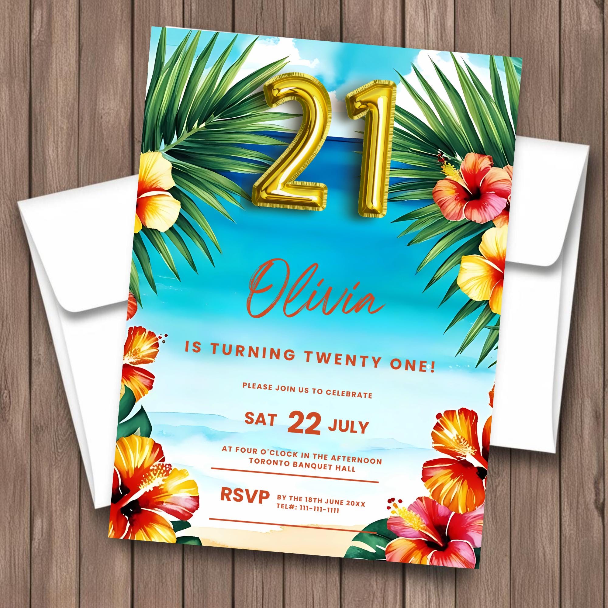 21st Birthday Invitation INSTANT DOWNLOAD, Twenty First Birthday Invite ...