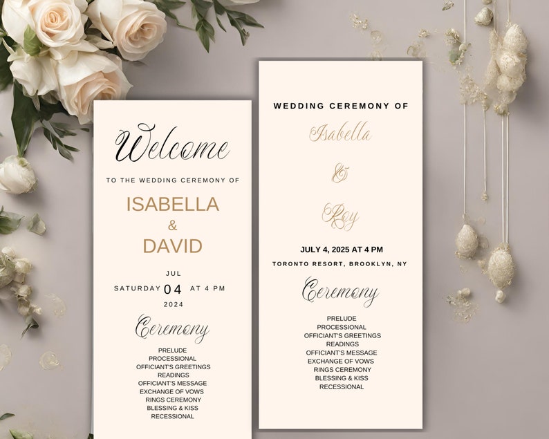 Wedding Ceremony Program Template, Editable Script Wedding Program ...