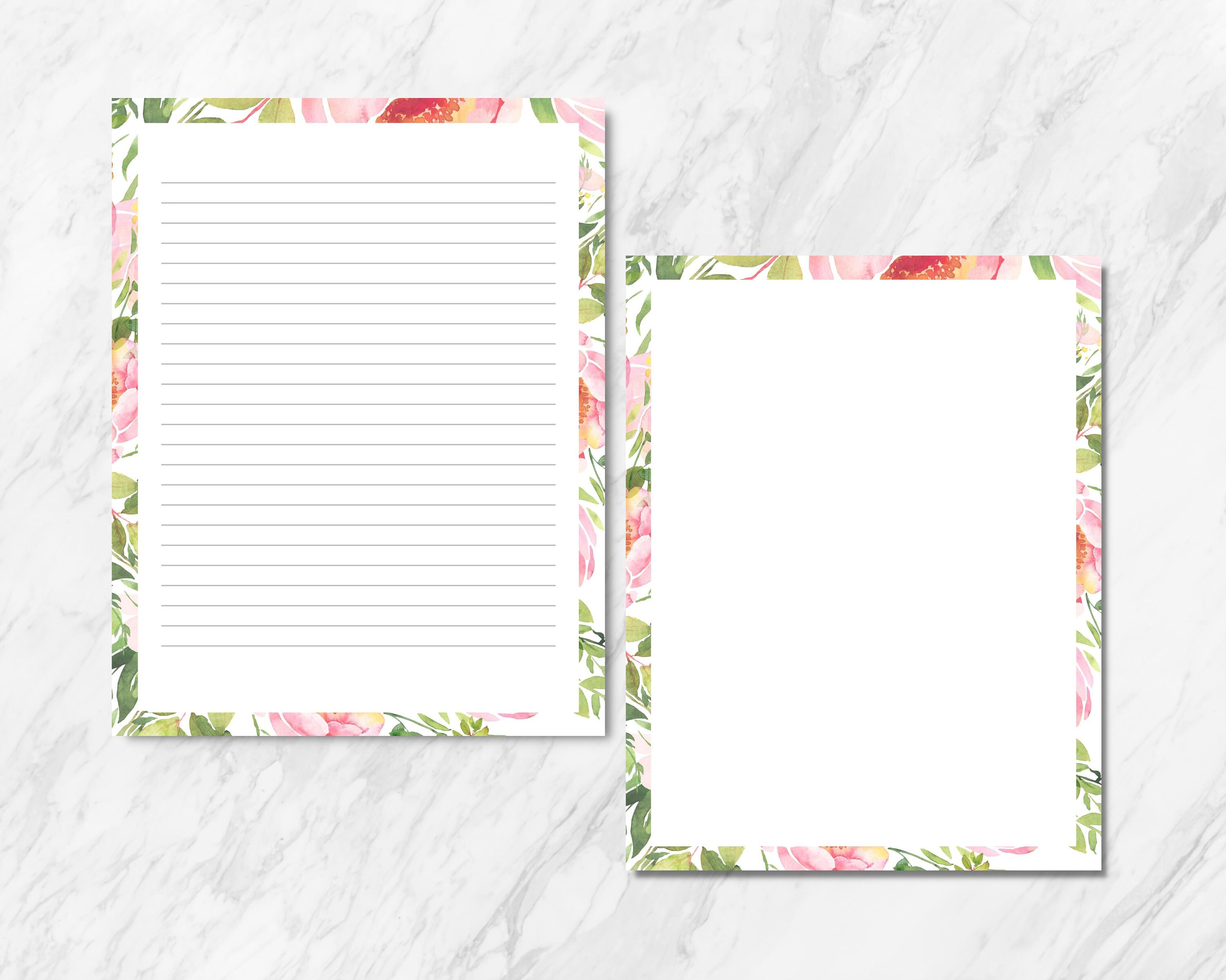 Pink Floral Letter Writing Set-us Letter, Half Letter, A4 & A5 Lined ...