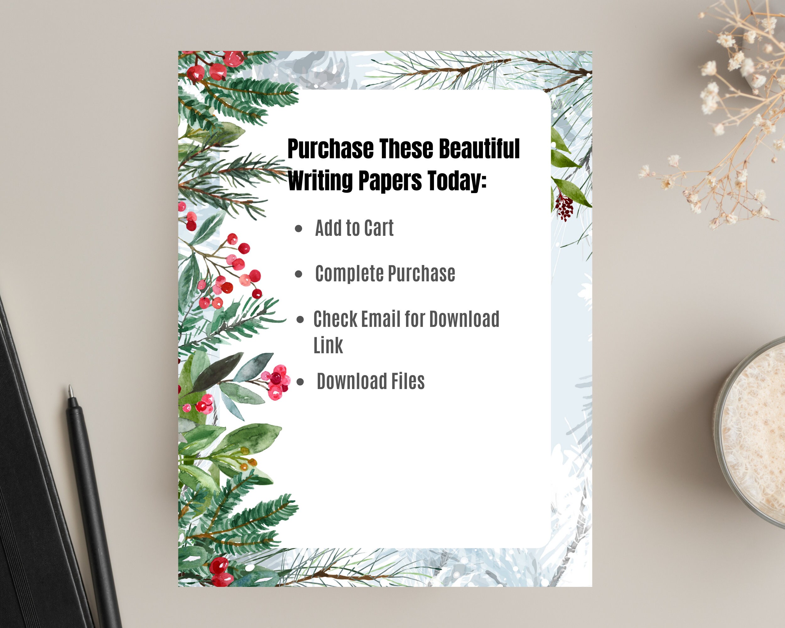 Winter Christmas Writing Paper: Lined & Unlined Stationery (digital ...