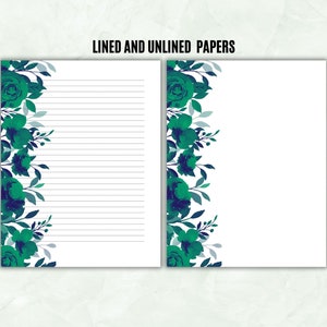 Printable Green Floral Letter Writing Set- US Letter, A4 & A5 Lined and ...