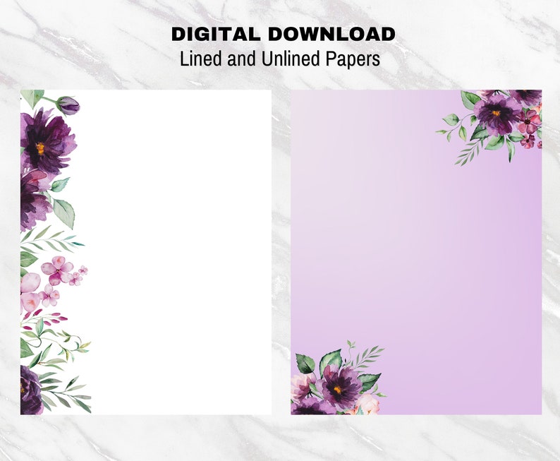 Floral Printable Writing Stationery, Floral Stationary Paper, A4 & US ...