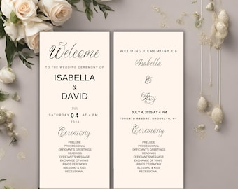 Simple Wedding Program, Ceremony Program Template, Editable Order of Service Card, Printable ...