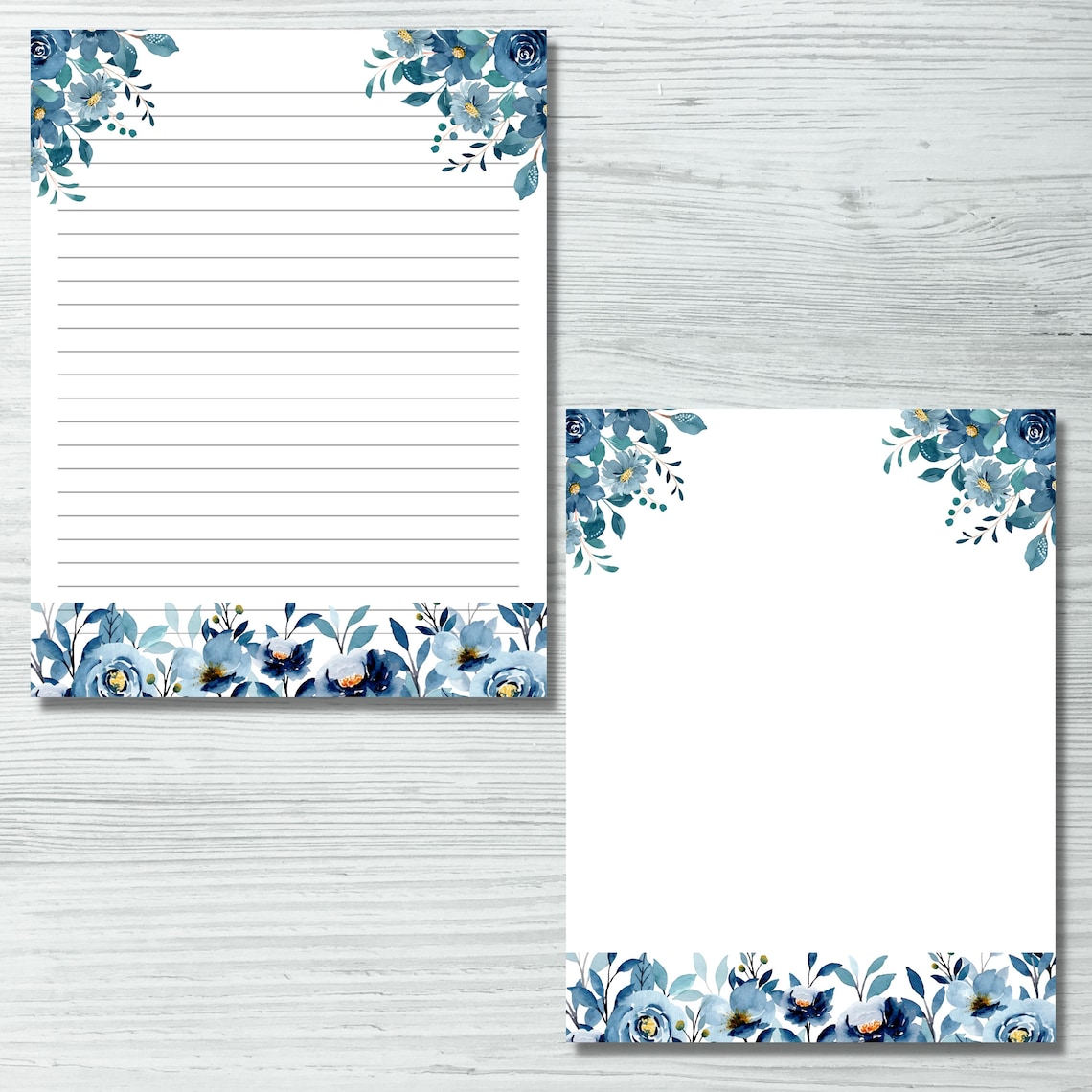 Printable Blue Floral Letter Writing Set US Letter A4 & A5 - Etsy Canada