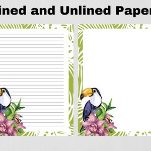 Tropical Bird Floral Printable Writing Paper, Printable Stationery ...