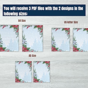 Printable Christmas Writing Paper, Holiday Stationery, Christmas Note ...