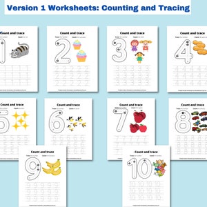 Printable Preschool and Kindergarten Bundle, Numbers 1-10 Tracing ...