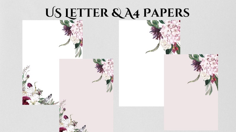 Printable Pink Floral Letter Writing Stationery, Letter Writing Set ...
