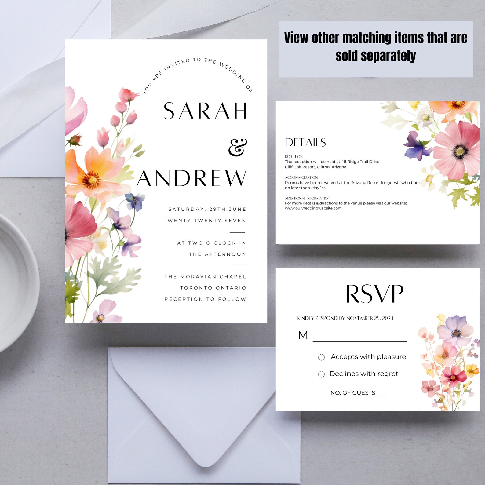 Wildflower Wedding Welcome Sign Template: Floral Entry Poster (digital ...