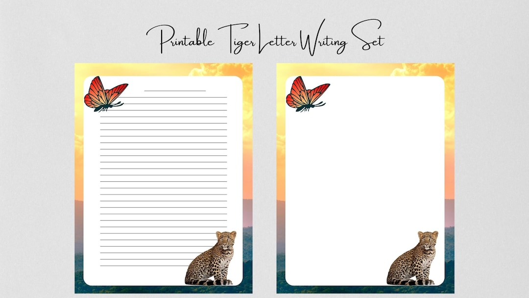 Printable Tiger Letter Writing Stationery Set, Printable Wildlife ...