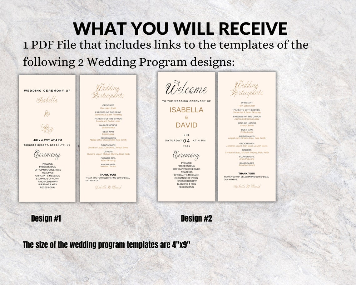 Wedding Ceremony Program Template, Editable Script Wedding Program ...