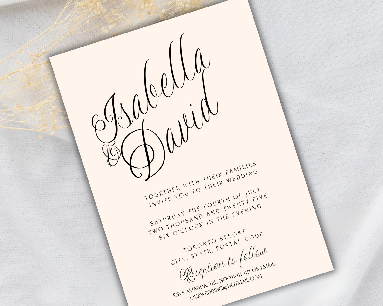 Printable Script Wedding Invitation Template, Editable Invitation ...