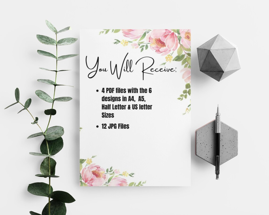 Pink Floral Letter Writing Set-us Letter, Half Letter, A4 & A5 Lined ...
