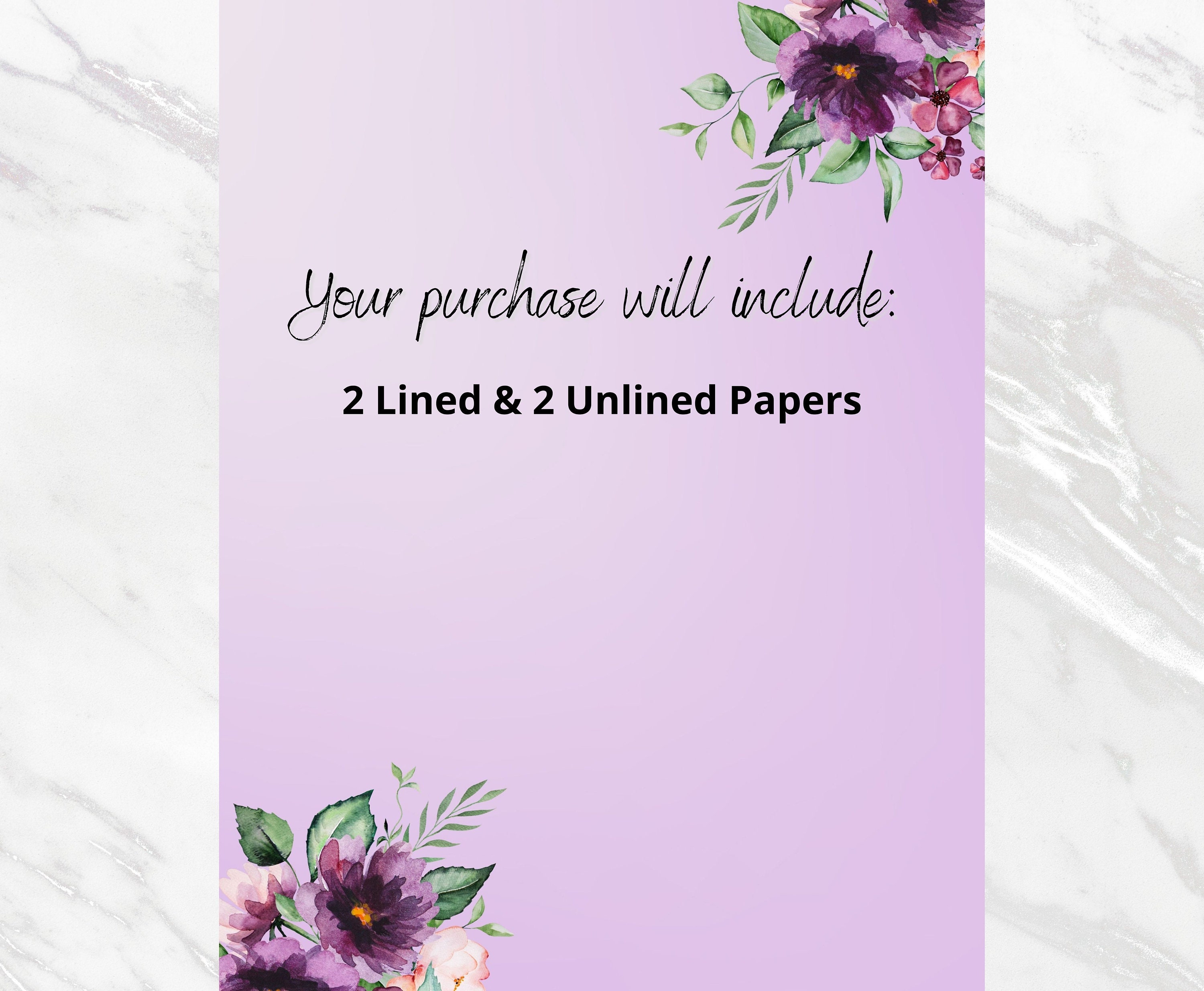 Floral Printable Writing Stationery, Floral Stationary Paper, A4 & US ...