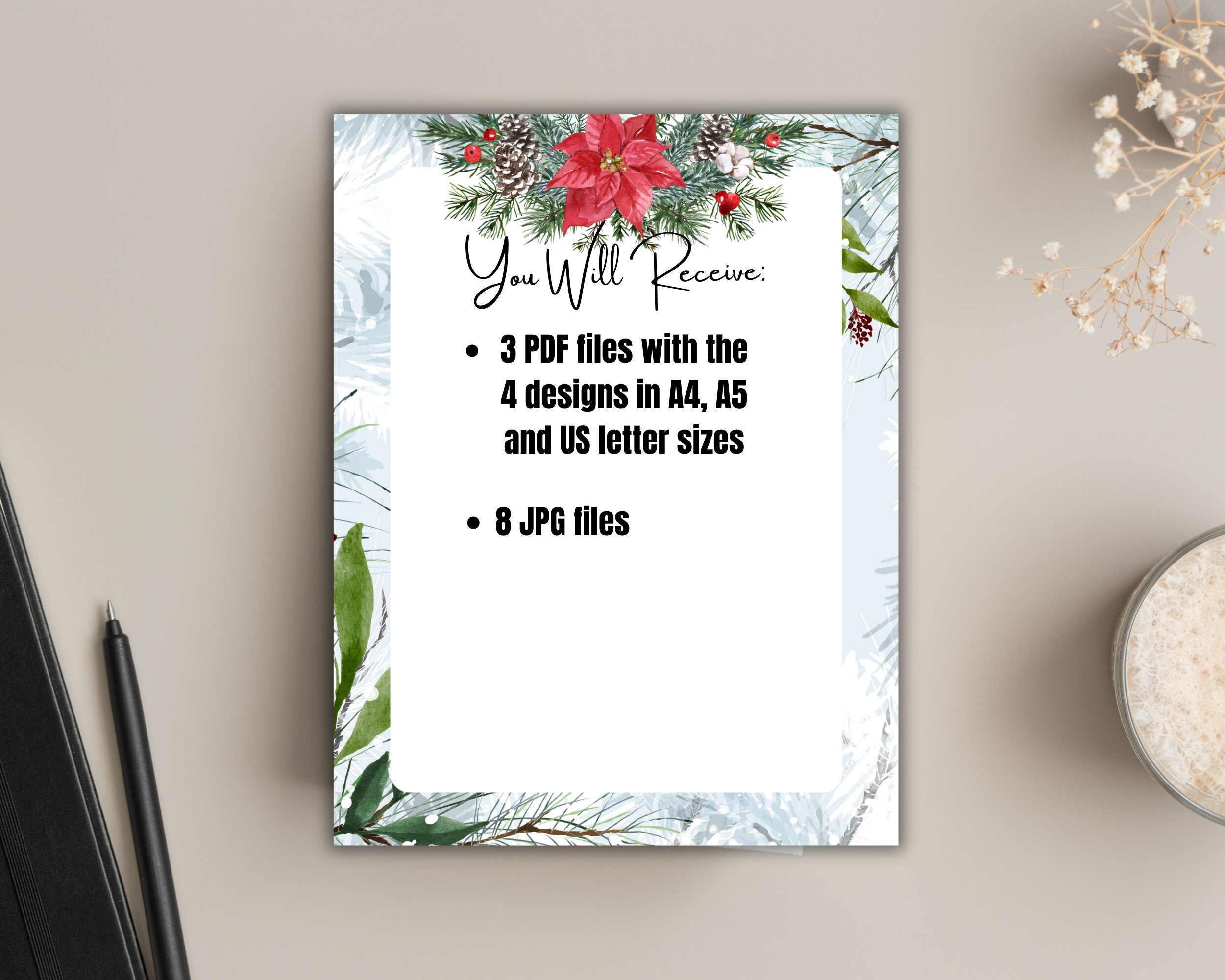 Winter Christmas Writing Paper: Lined & Unlined Stationery (digital ...
