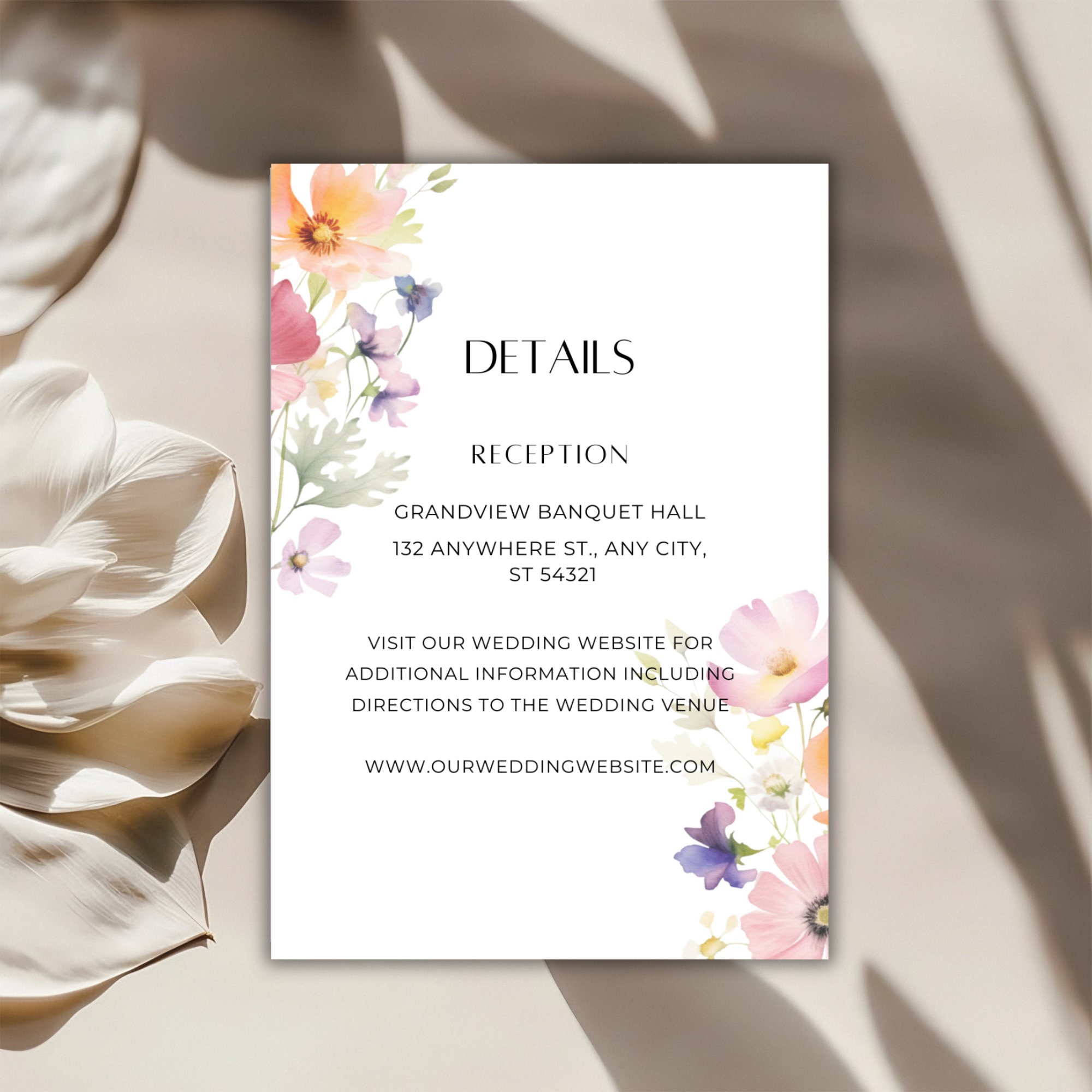 Editable Wedding Details Card Template Instant Download, Printable ...