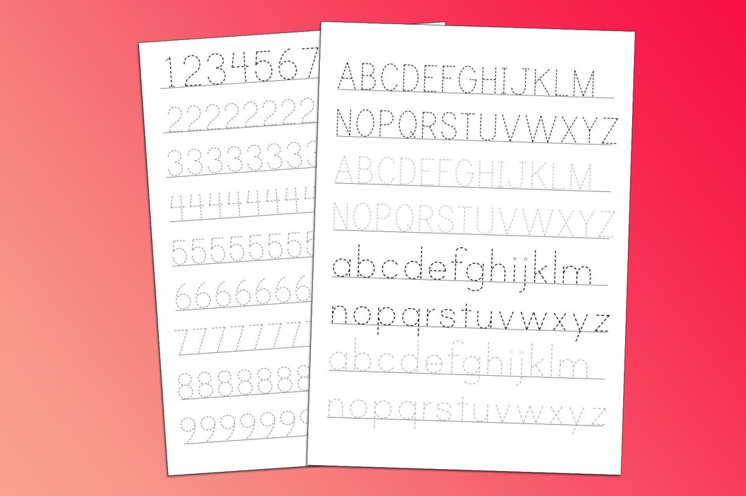 Letters & Numbers Handwriting Practice Sheets - Etsy