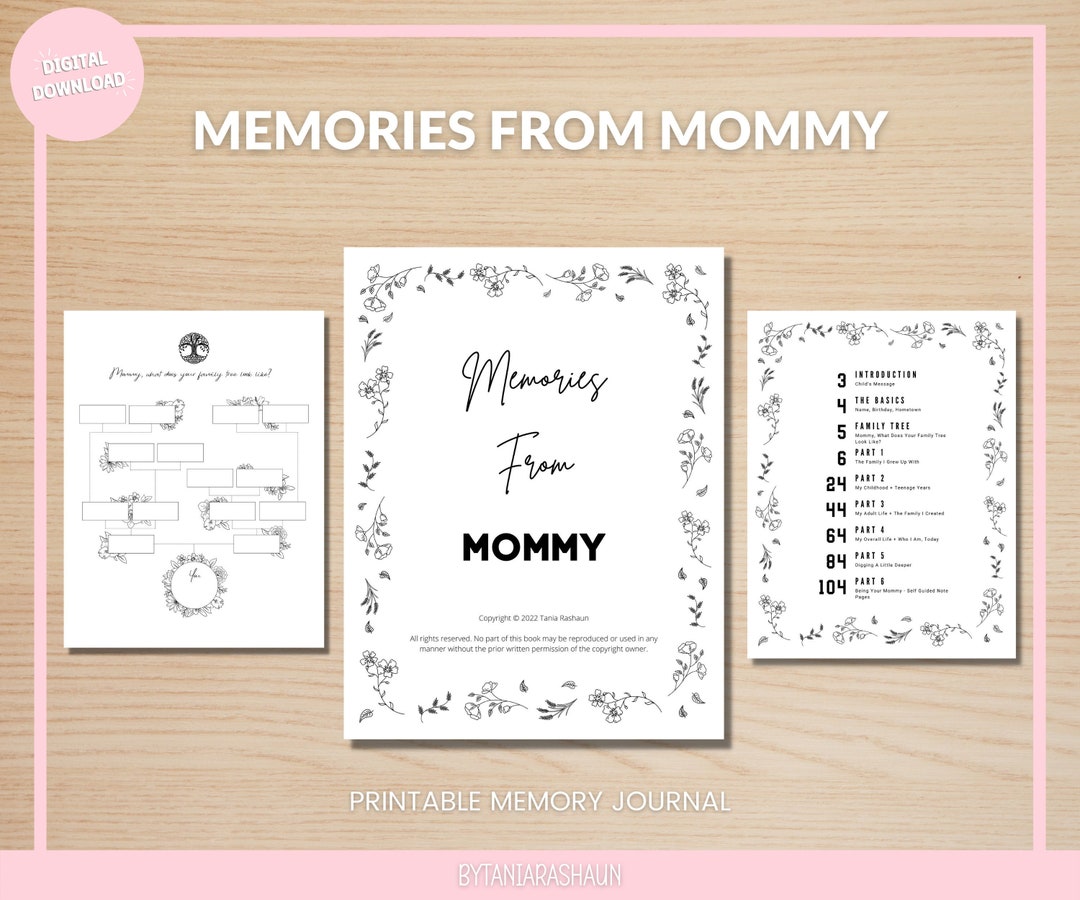 Printable Mother Memory Journal - Etsy